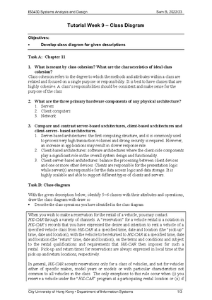 IS3430 tutorial week10 v1 - IS3430 Systems Analysis and Design Sem B, 2022_ Tutorial 10 – User ...
