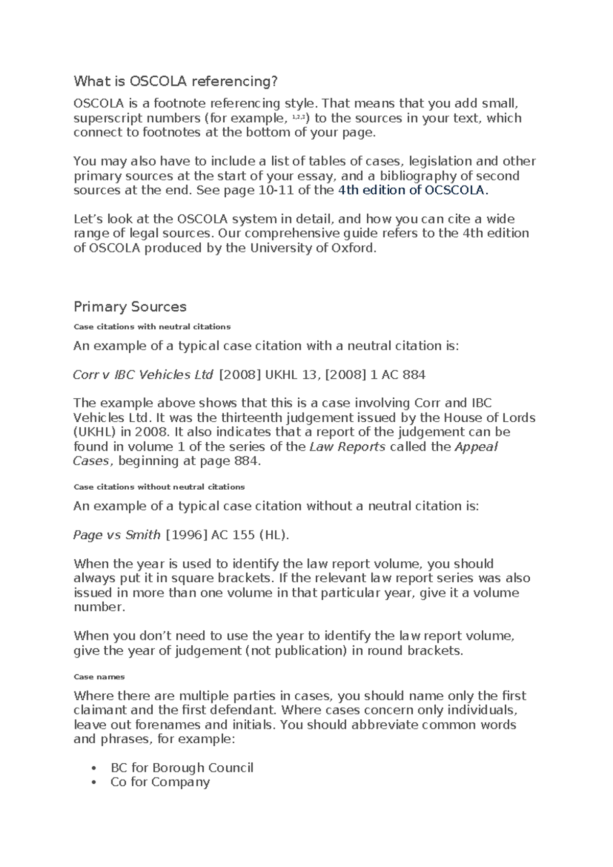 What is Oscola referencing - What is OSCOLA referencing? OSCOLA is a ...
