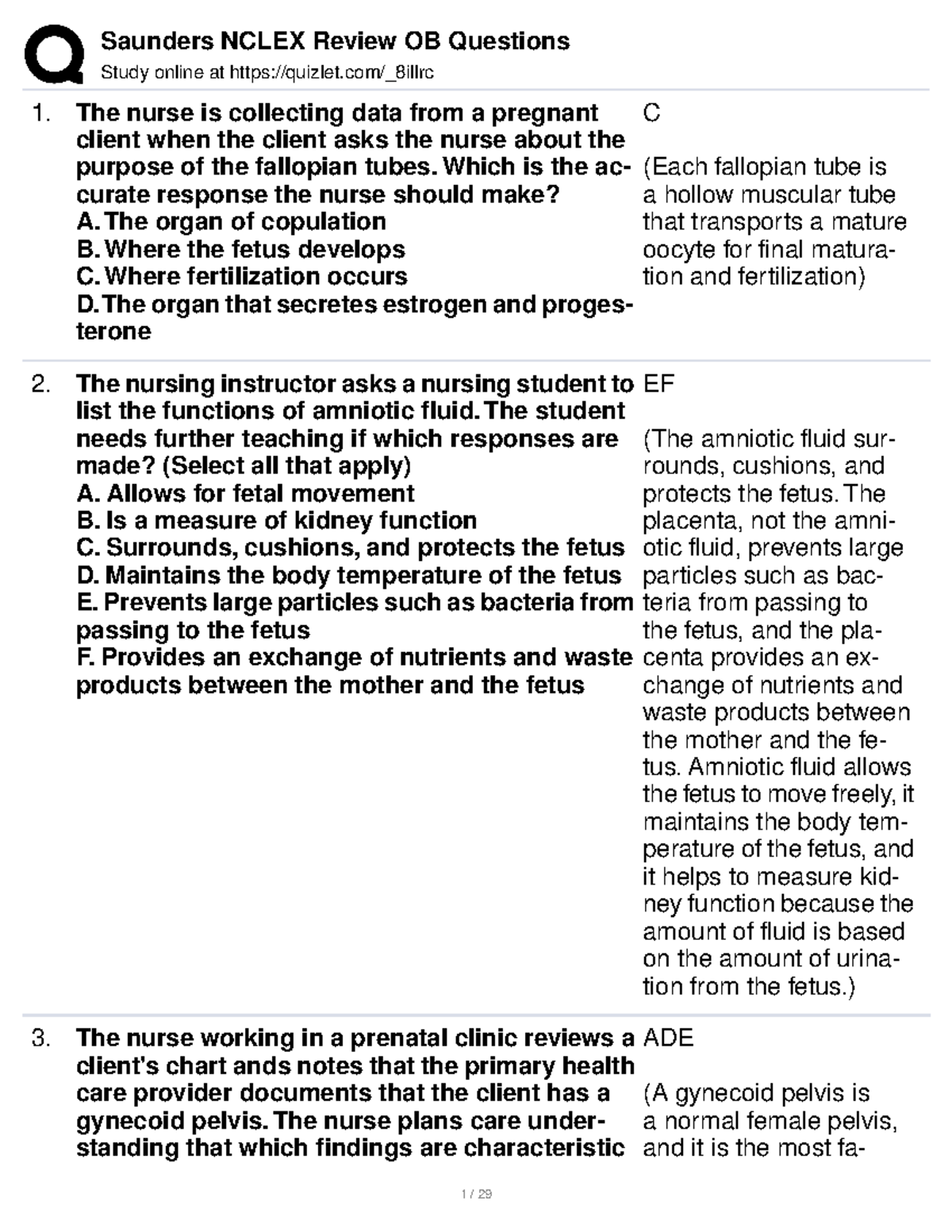 OB PRACTICE QUESTIONS - NURSING OLFU (LABOR AND DELIVERY) - Study ...