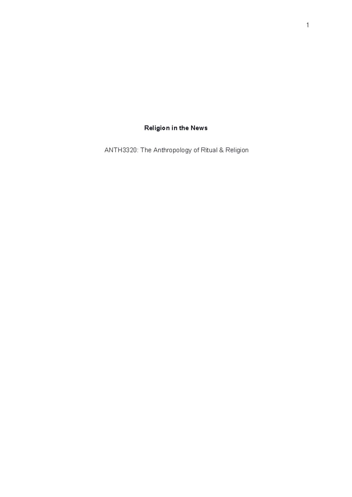 Anthro paper 2 - ao - essay - religion to new media essay - Religion in ...