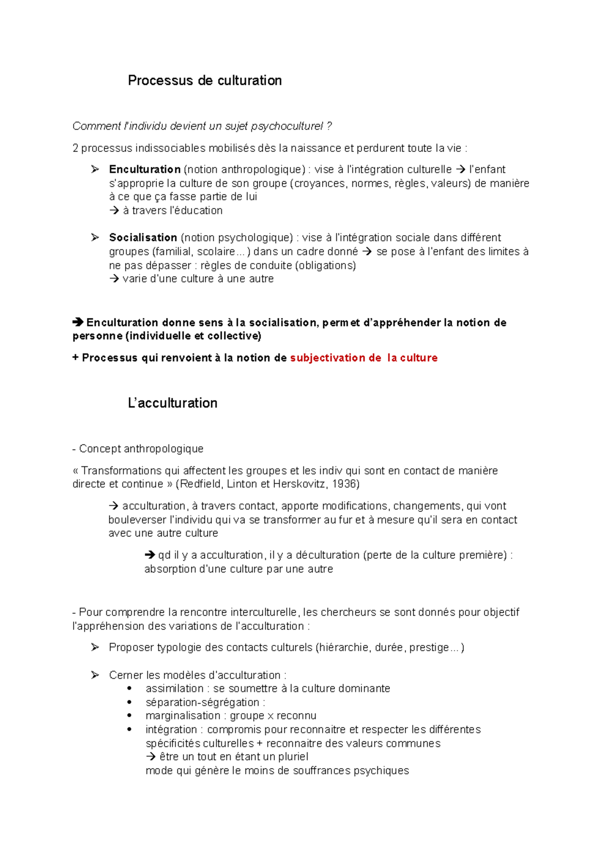 Processus de culturation - Processus de culturation Comment l’individu ...