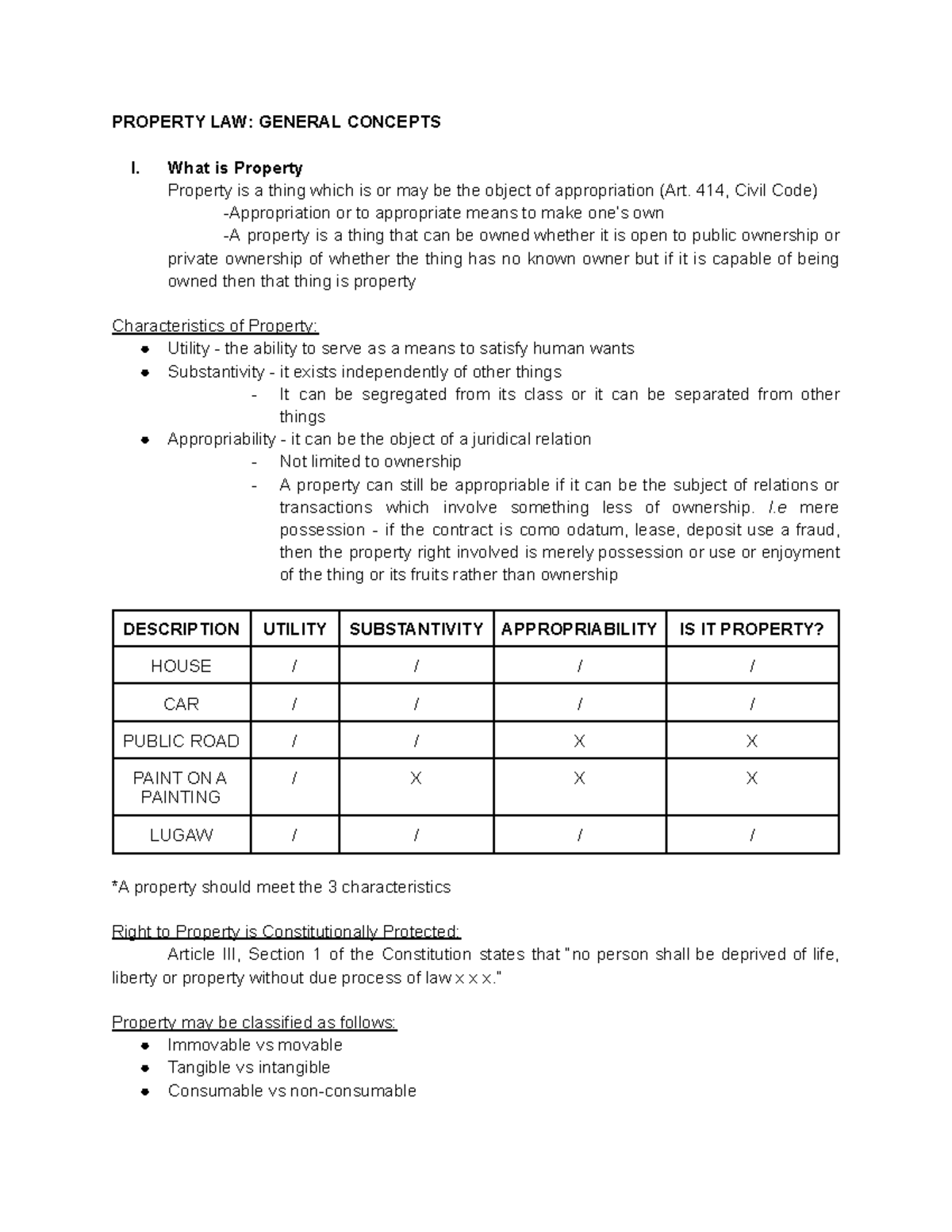 Property LAW - General Concepts - PROPERTY LAW: GENERAL CONCEPTS I ...