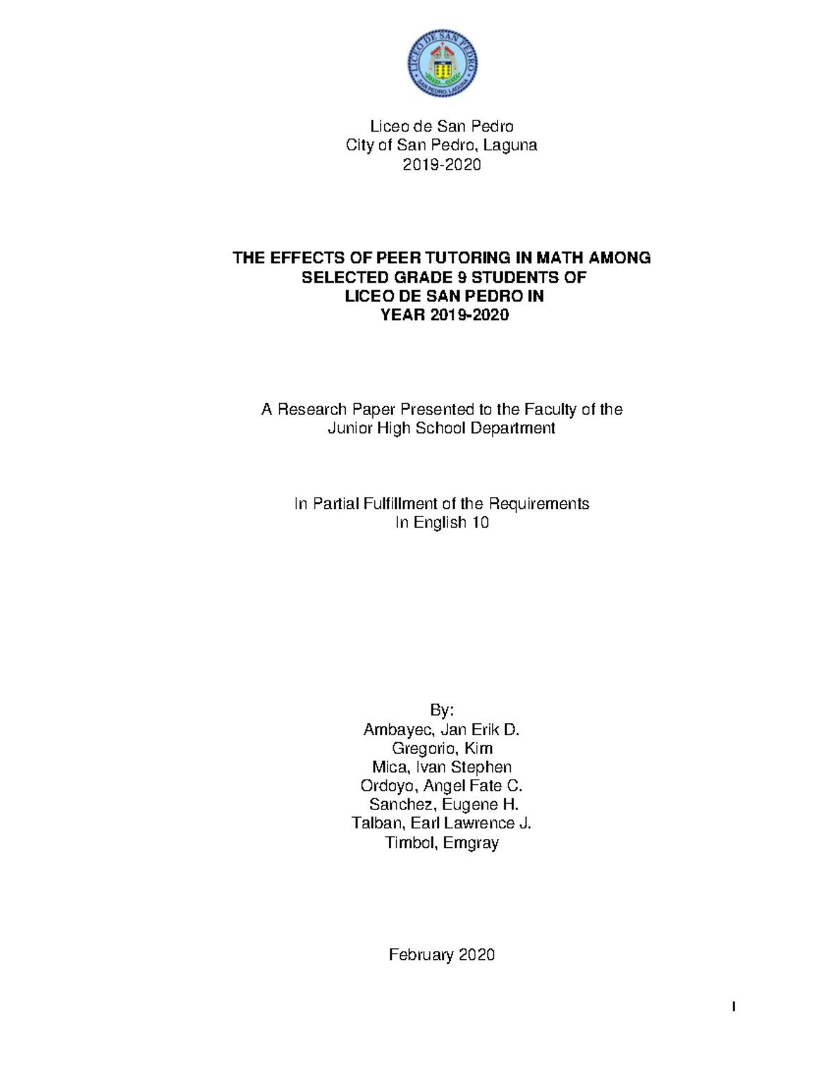 Thesis (G10) - THIS BOOK IS FOR YOU BHIE - City of San Pedro, Laguna ...