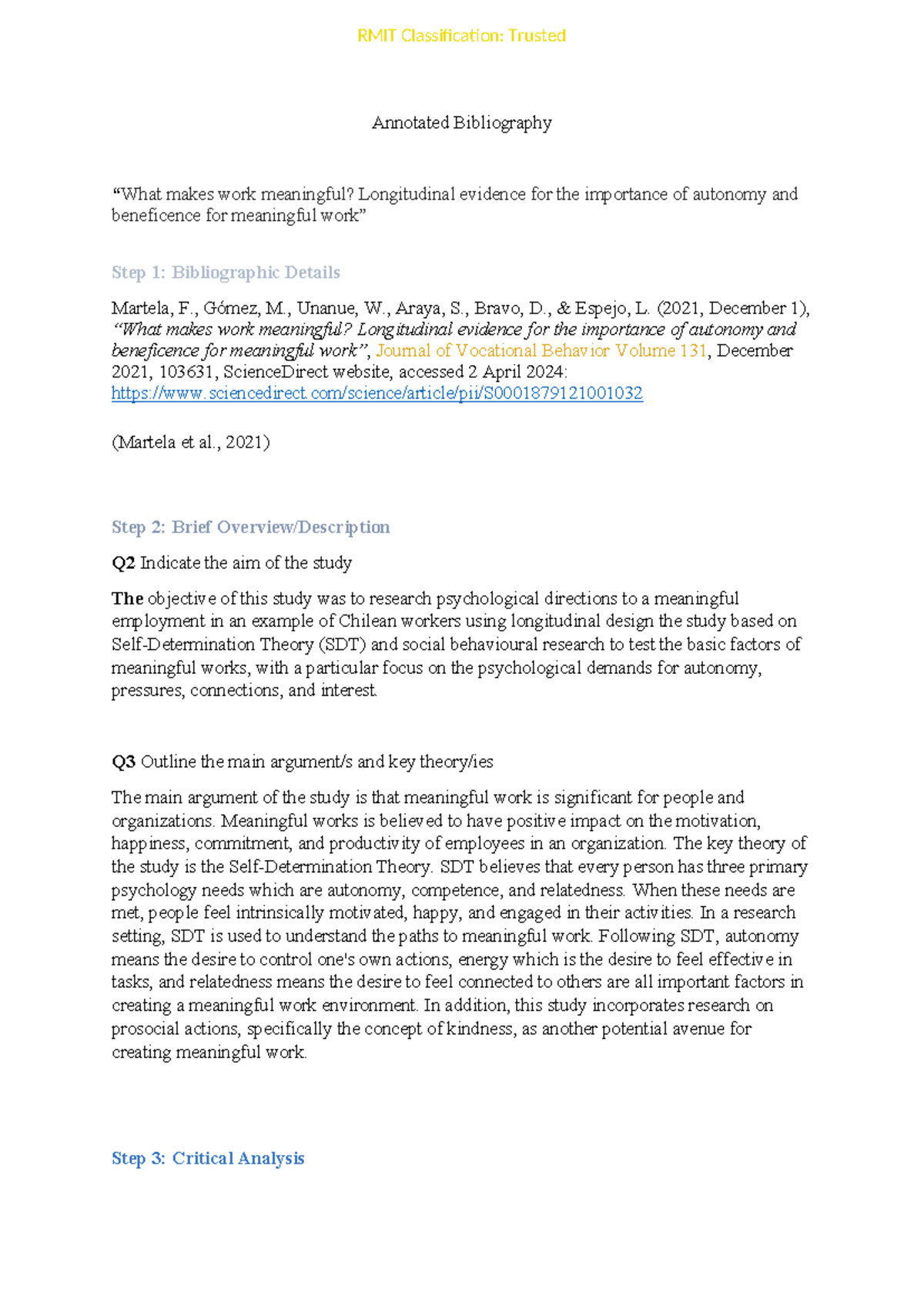 Assignment 1 BUSM3310 Article 2 S4028651 - RMIT Classification: Trusted ...