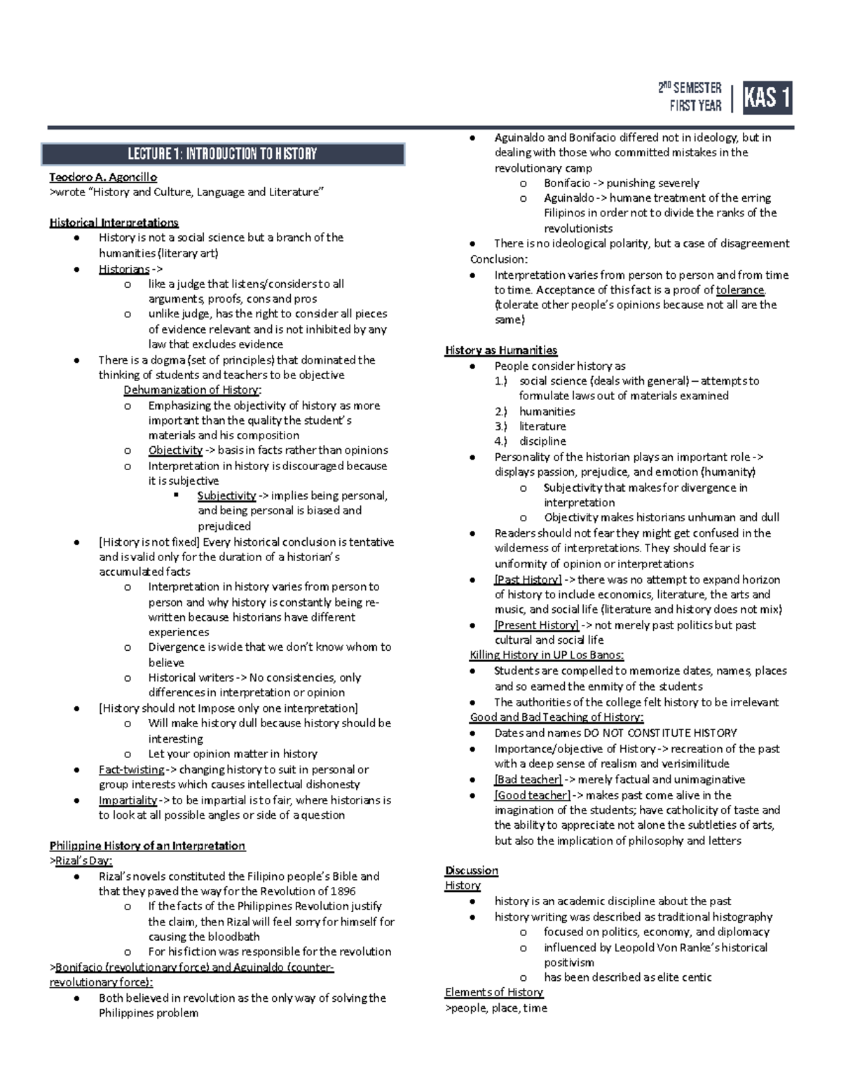 KAS 1 Transes Reviewer - | KAS 1 First Year Lecture 1: Introduction to ...