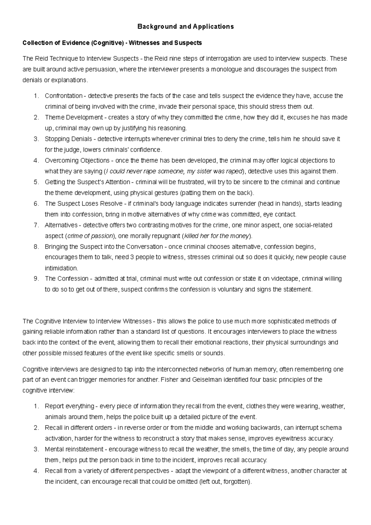 Collection of (other) evidence - Background and Applications Collection ...