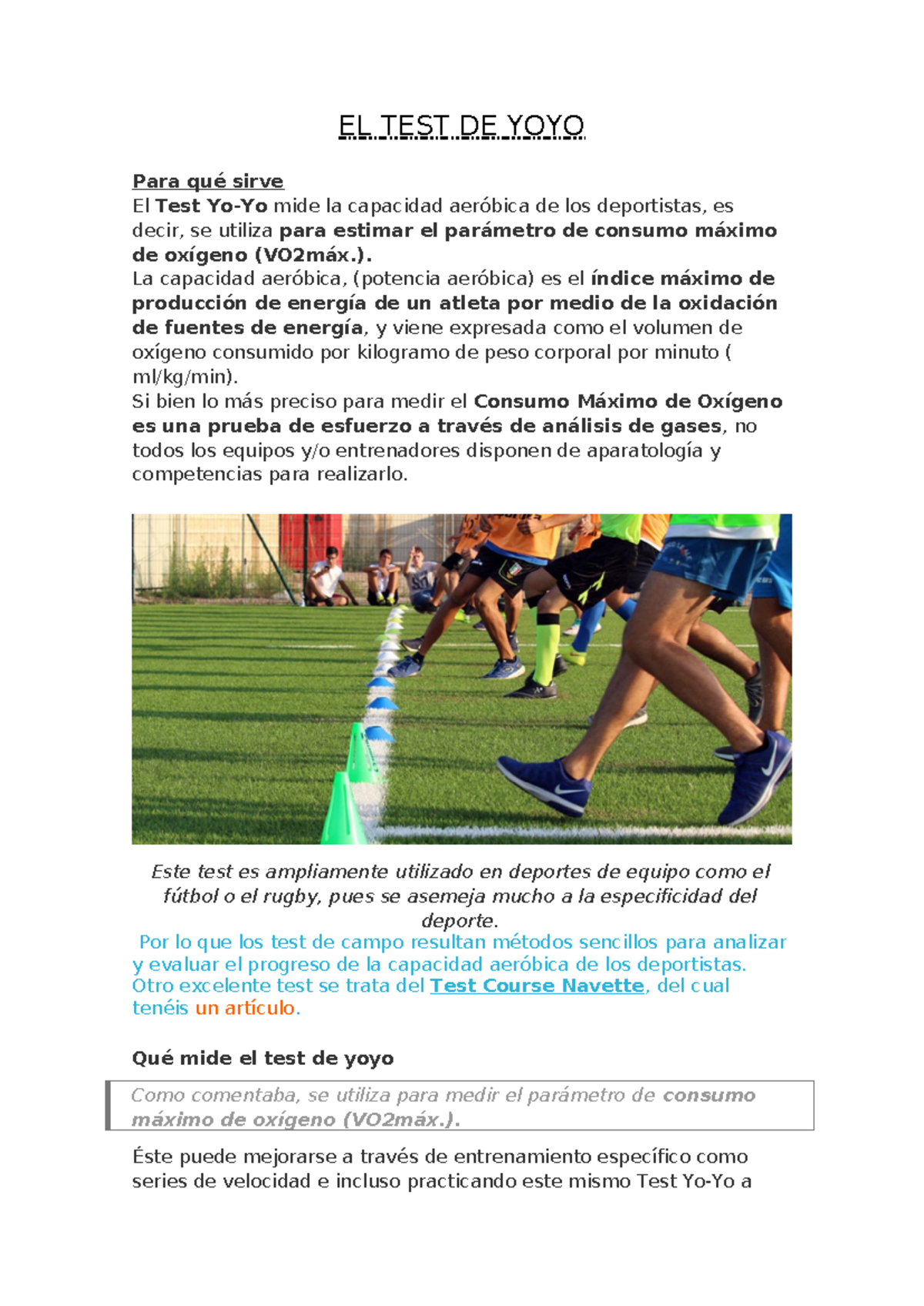 EL TEST DE YOYO - EL TEST DE YOYO Para qué sirve El Test Yo-Yo mide la ...