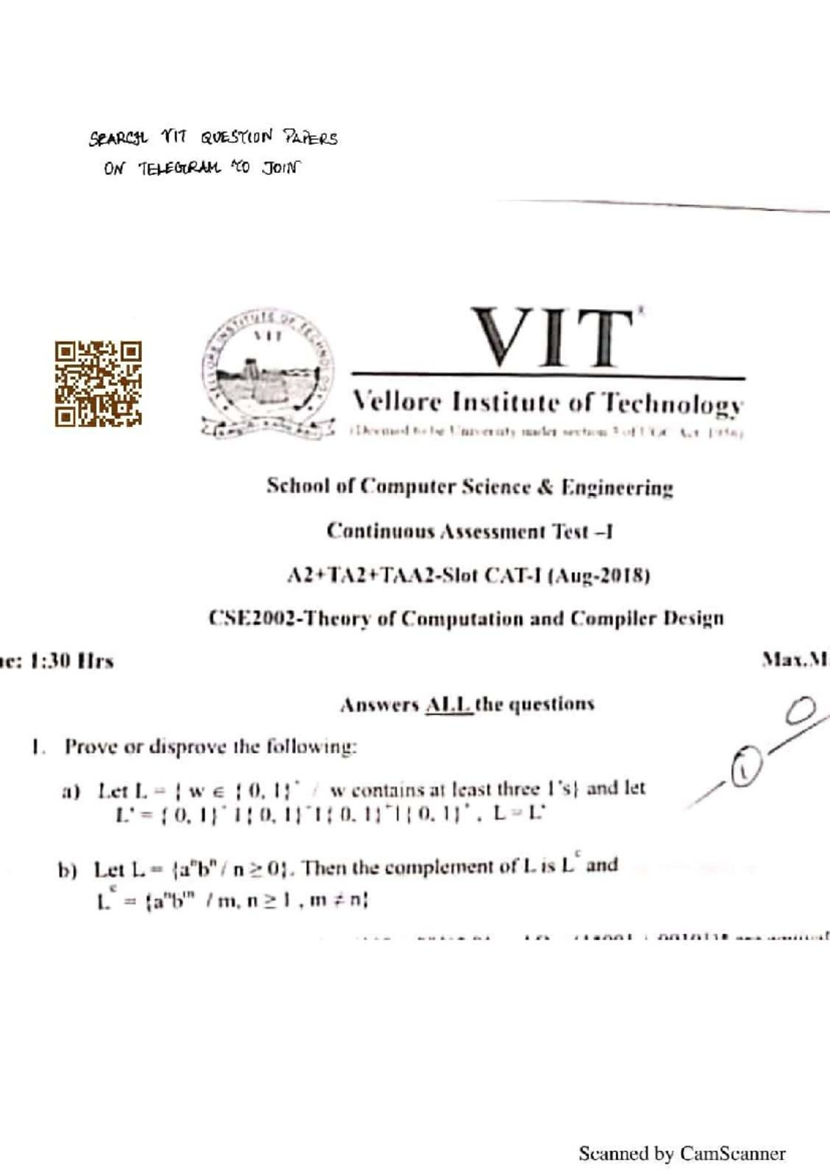 CSE2002 CAT1 - .... - SEARCH VIT QUESTION PAPERS ON TELEGRAM TO JOIN G ...