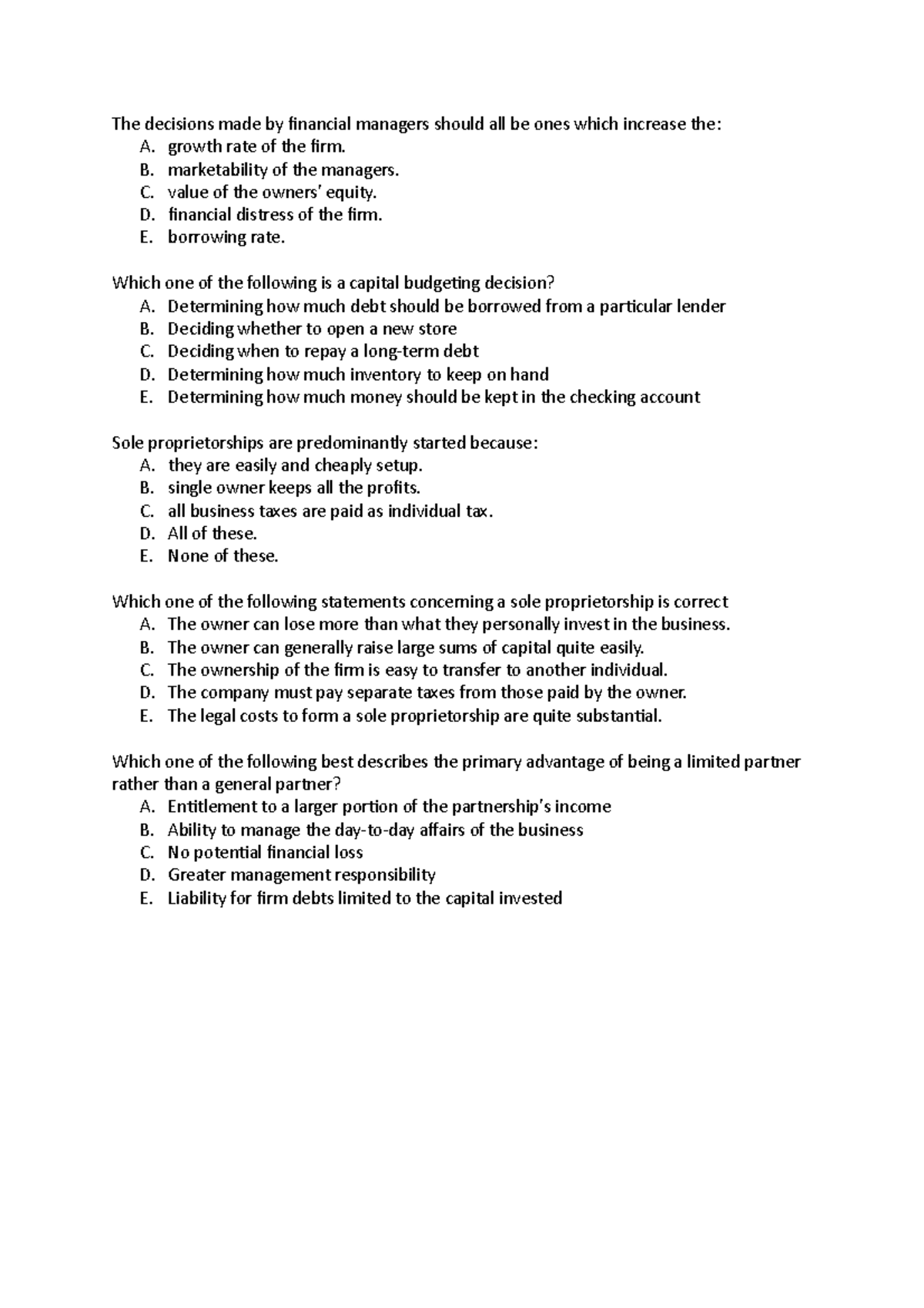 BSNS114 2022 sem 2 bonus tutorial questions - The decisions made by ...