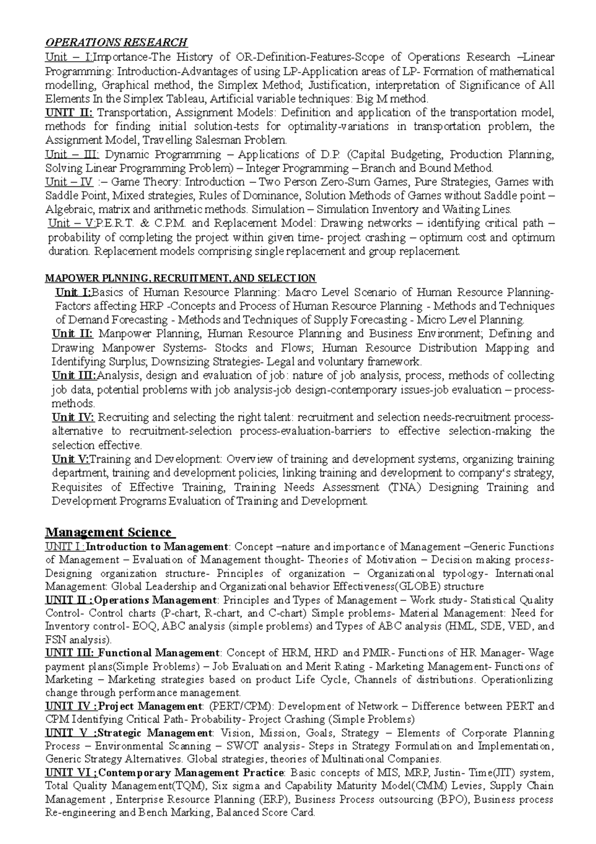 Manpower Planning - OPERATIONS RESEARCH Unit – I:Importance-The History ...