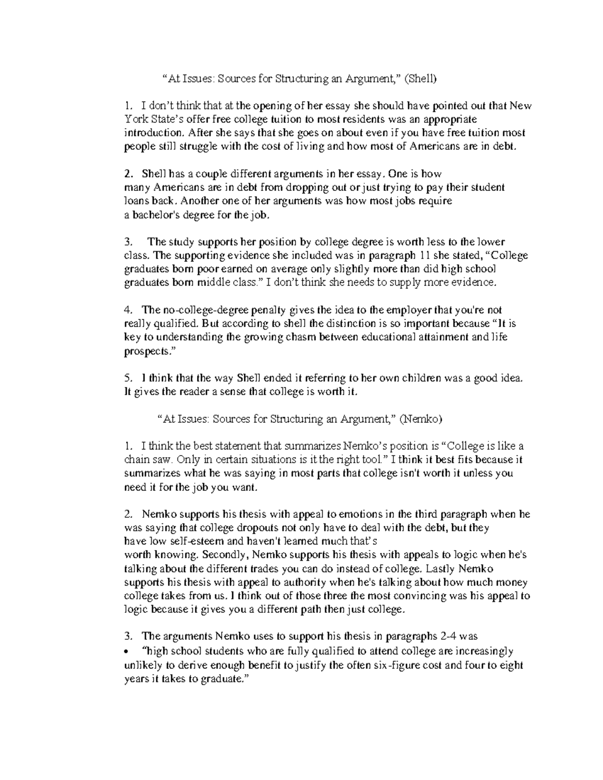 ENG 101 Assignment 2 rough draft essay - “At Issues: Sources for ...