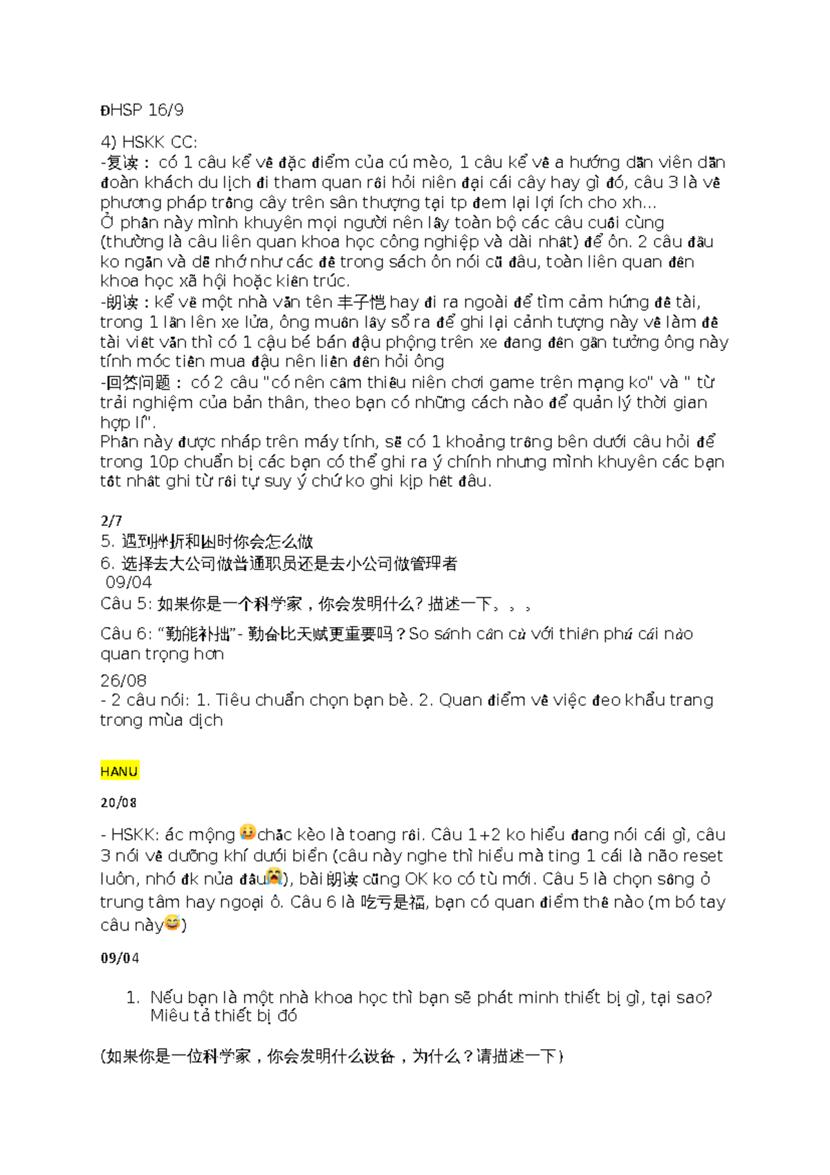đề hskk - hskk cao cấp - ĐHSP 16/ 4) HSKK CC: 复读： có 1 câu kể vềề đặc điểm của cú mèo, 1 câu kể ...