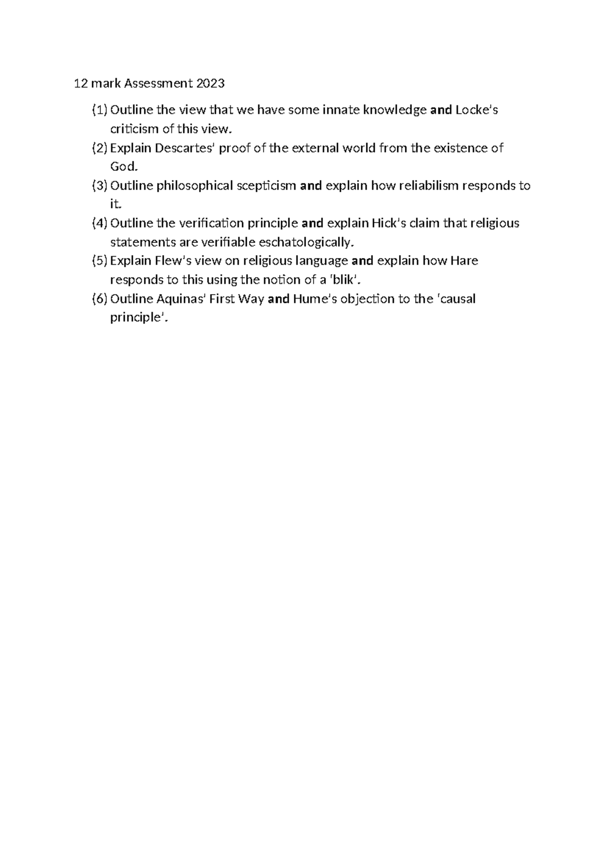 12 mark Assessment EP and MG Model Answers - 12 mark Assessment 2023 (1 ...