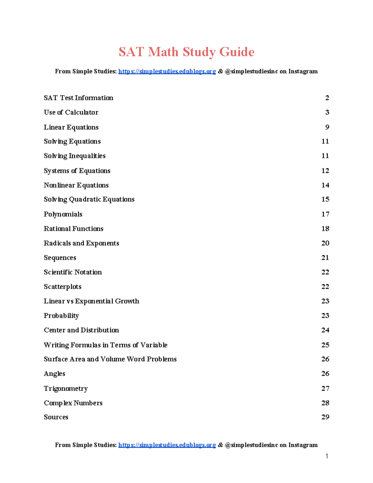 SS-SAT-Math tips - Quict tips - SAT Math Study Guide SAT Test ...