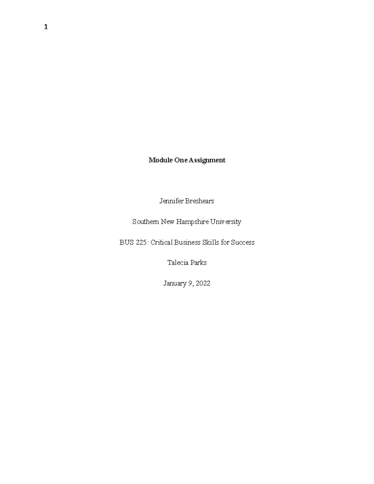 1-1 Assignment Critical Thinking for Business Decisions - Module One ...