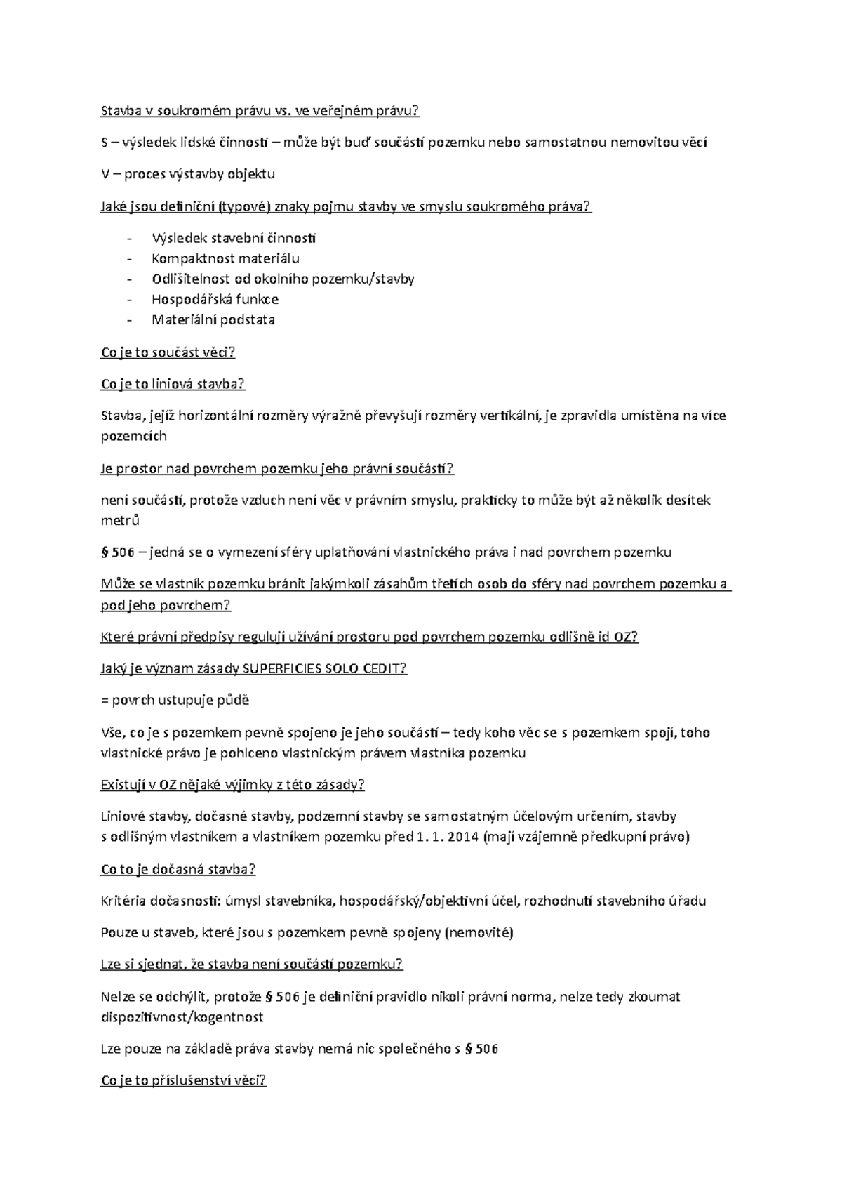 Opakování MOSP1 - opakování k testu - Stavba v soukromém právu vs. ve ...