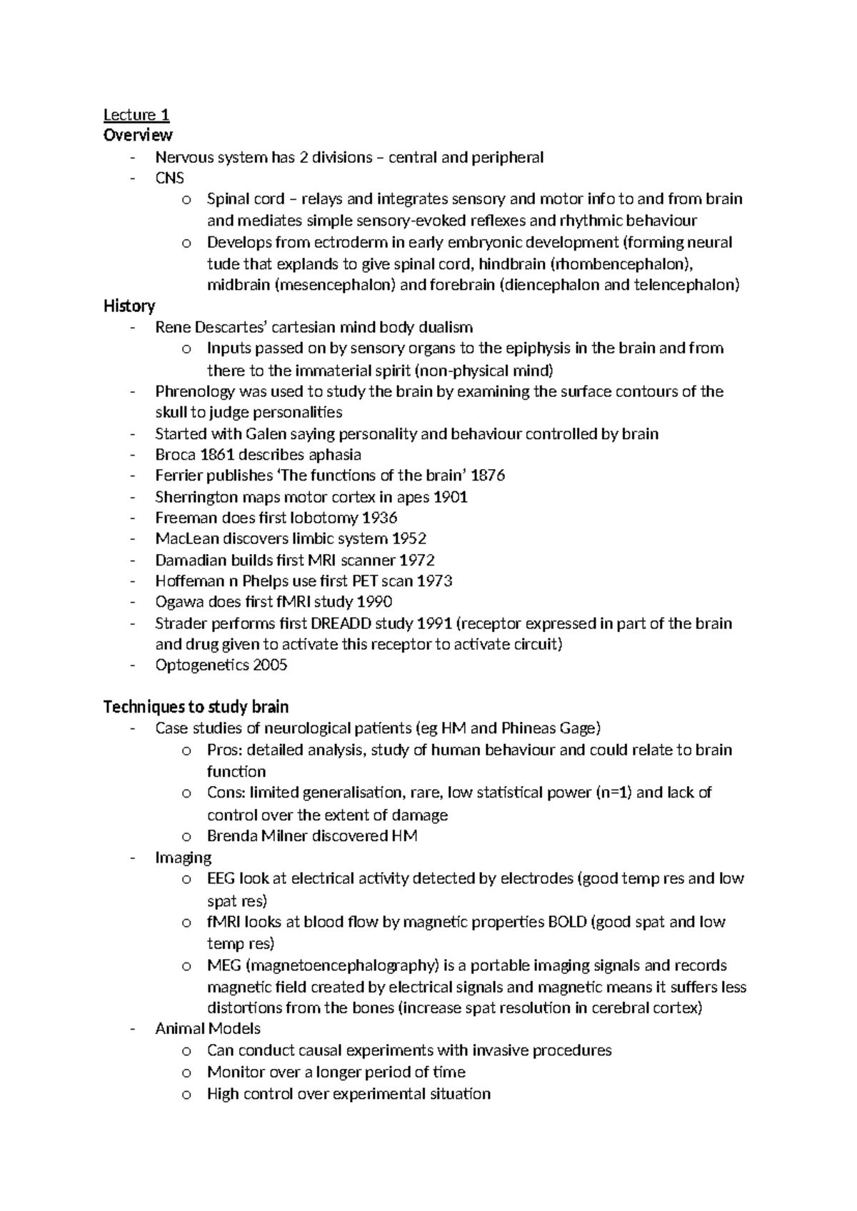 Brain Anatomy LN - Lecture notes - Lecture 1 Overview - Nervous system ... Brain Anatomy LN - Lecture notes - Lecture 1 Overview - Nervous system ...