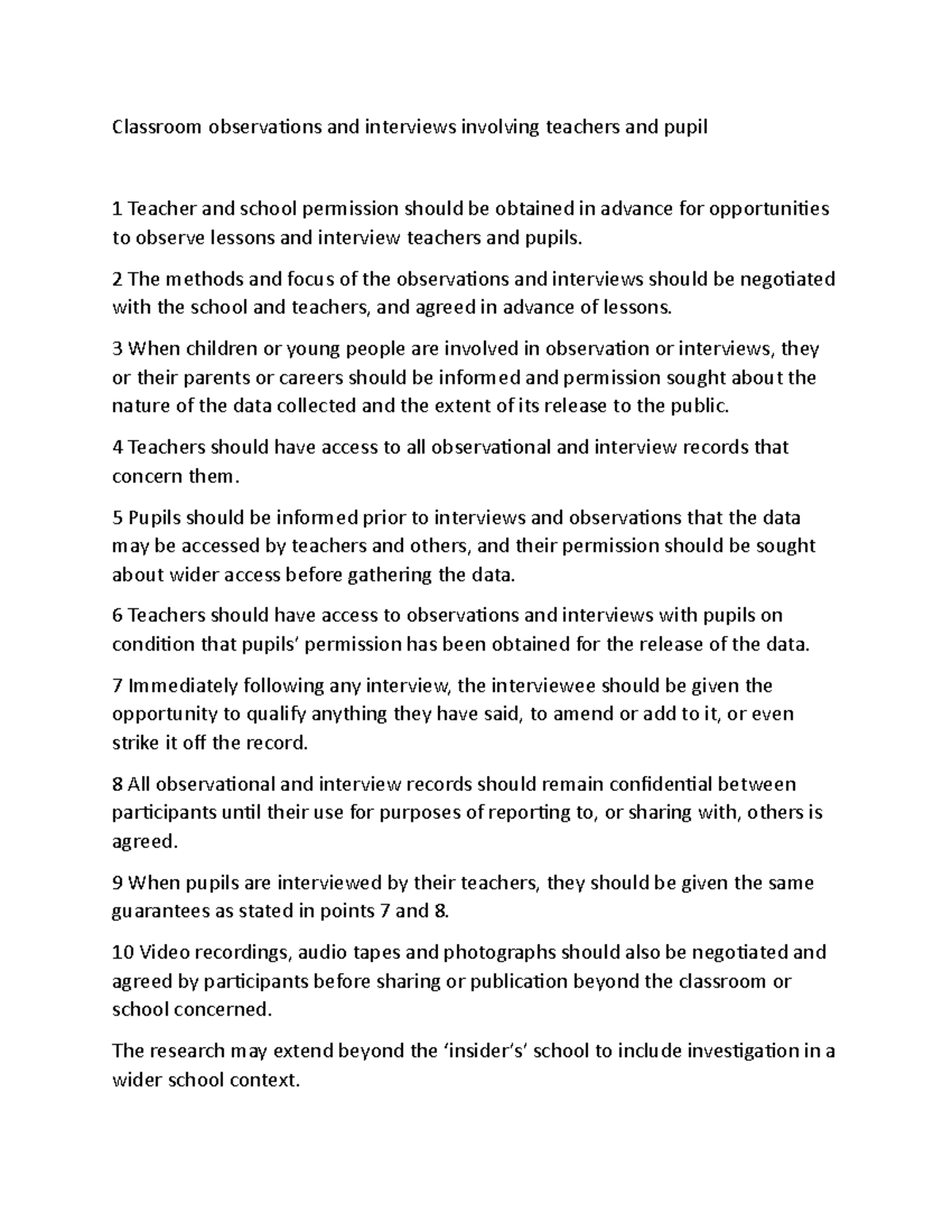 Classroom observations and interviews involving teachers and pupil - 2 ...