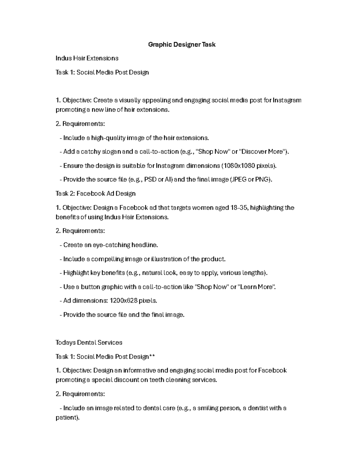 Graphic Designer Task - Graphic Designer Task Indus Hair Extensions ...