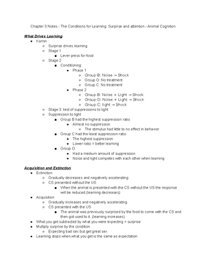 Chapter 4 Notes - Instrumental Conditioning cont - Animal Conditioning ...