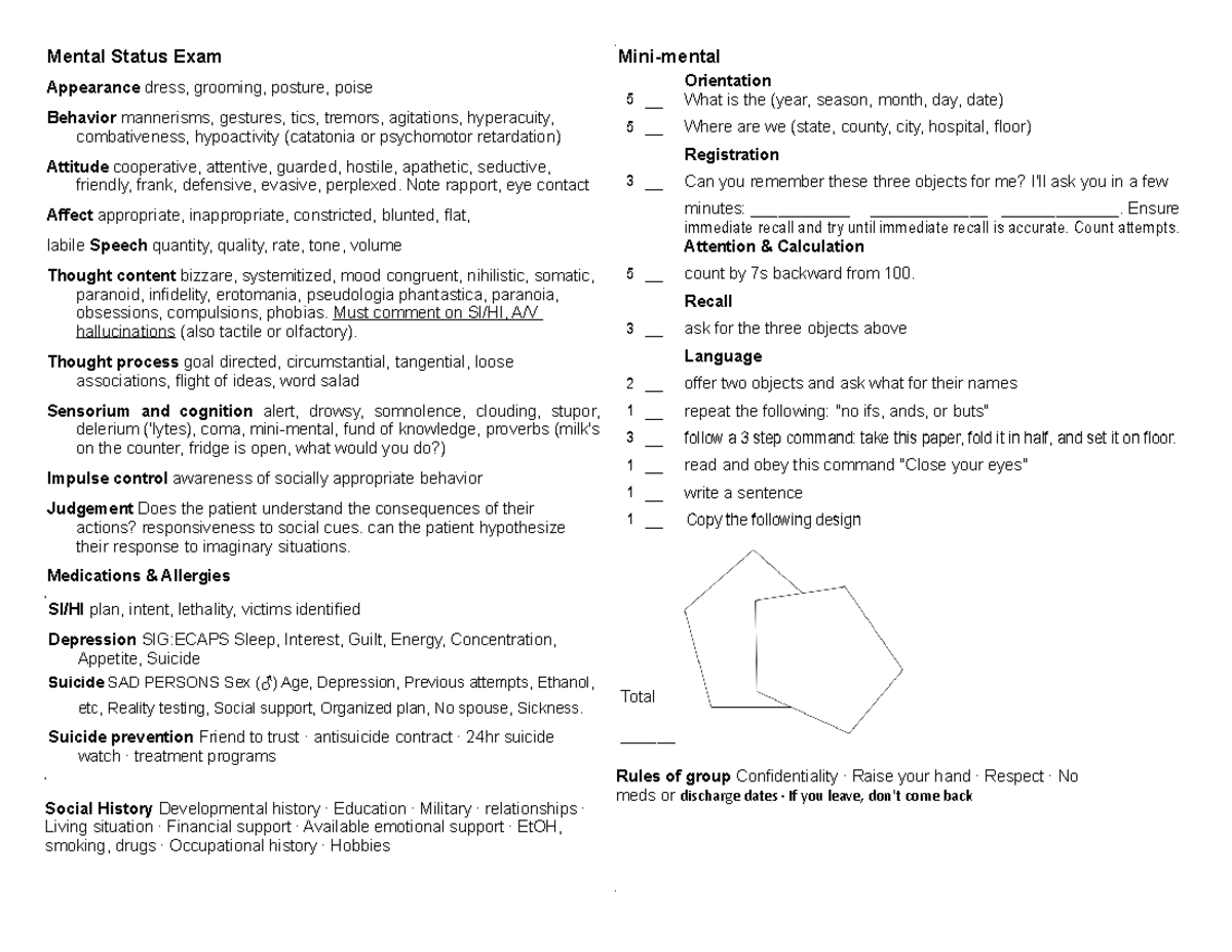Mental status exam template 41 - Mental Status Exam Appearance dress ...