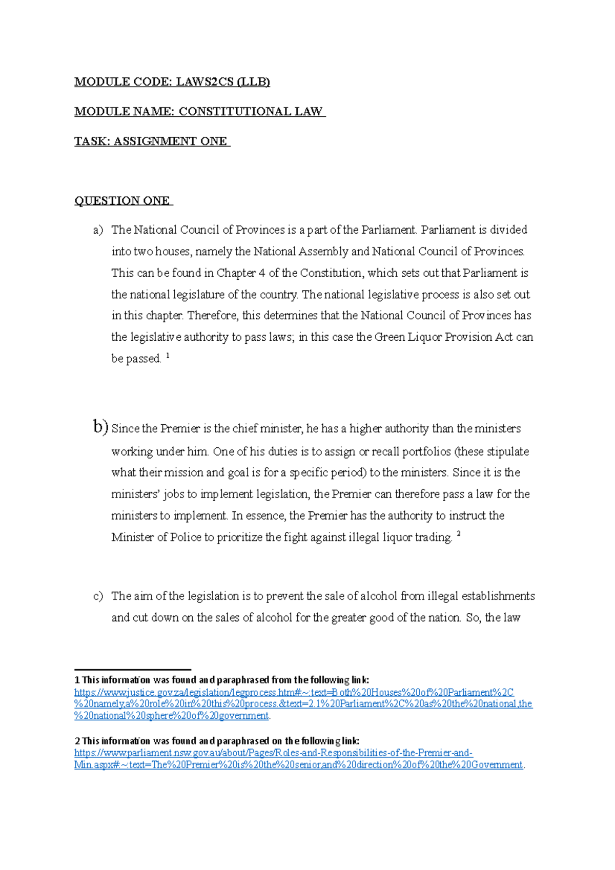 Constitutional law 3 - MODULE CODE: LAWS2CS (LLB) MODULE NAME ...