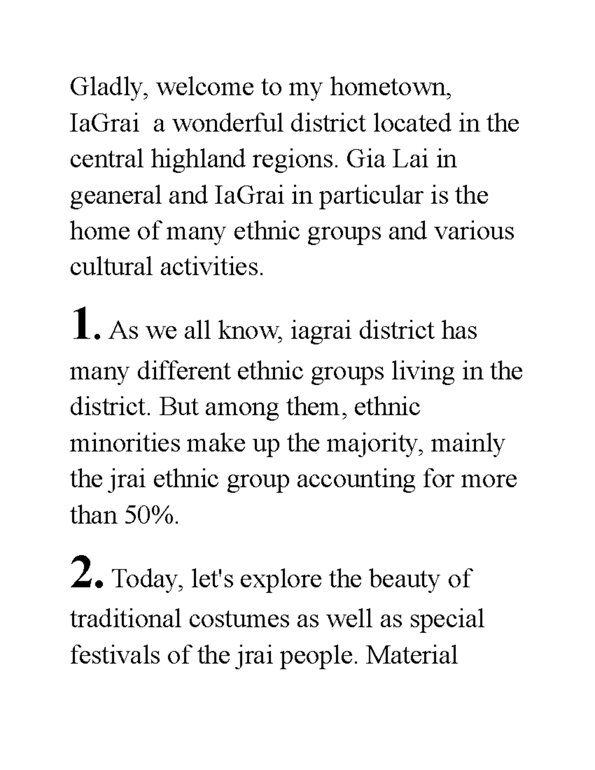 Dịch-tiếng-anh - fgfgfg - Gladly, welcome to my hometown, IaGrai a ...