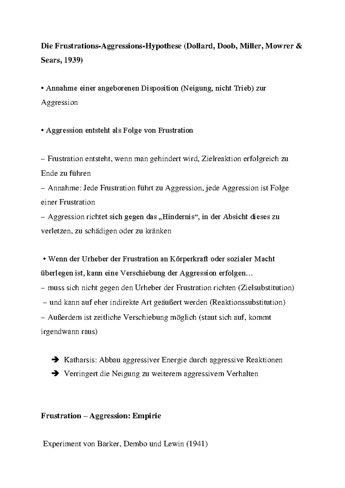 Die Frustrations-Aggressions Hypothese - Die Frustrations-Aggressions ...