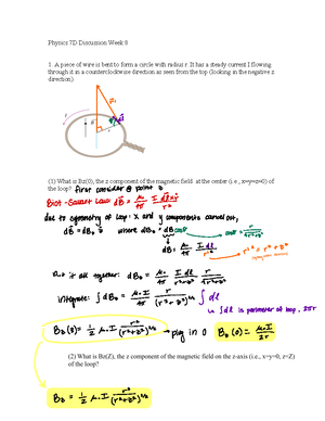 Dis W7 - Classical Physics (Physics 7D) - Edit - Physics 7D Discussion ...