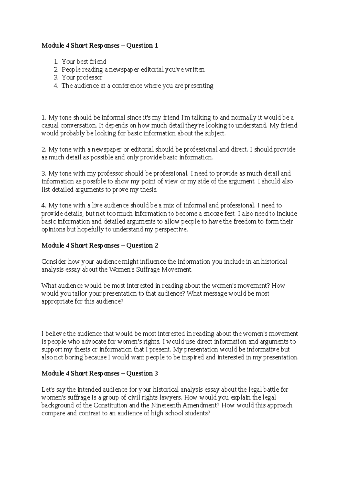 Donald Freise HIS 200 Applied History - Module 4 Short Responses ...