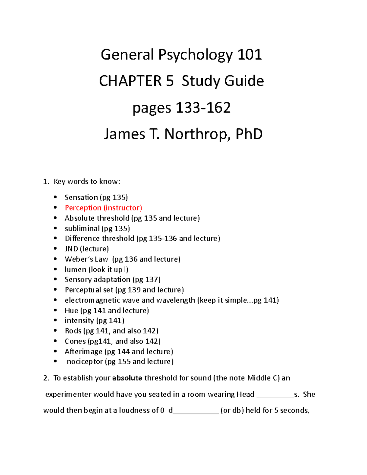 Chapter 5 133-162 Study guide - General Psychology 101 CHAPTER 5 Study ...
