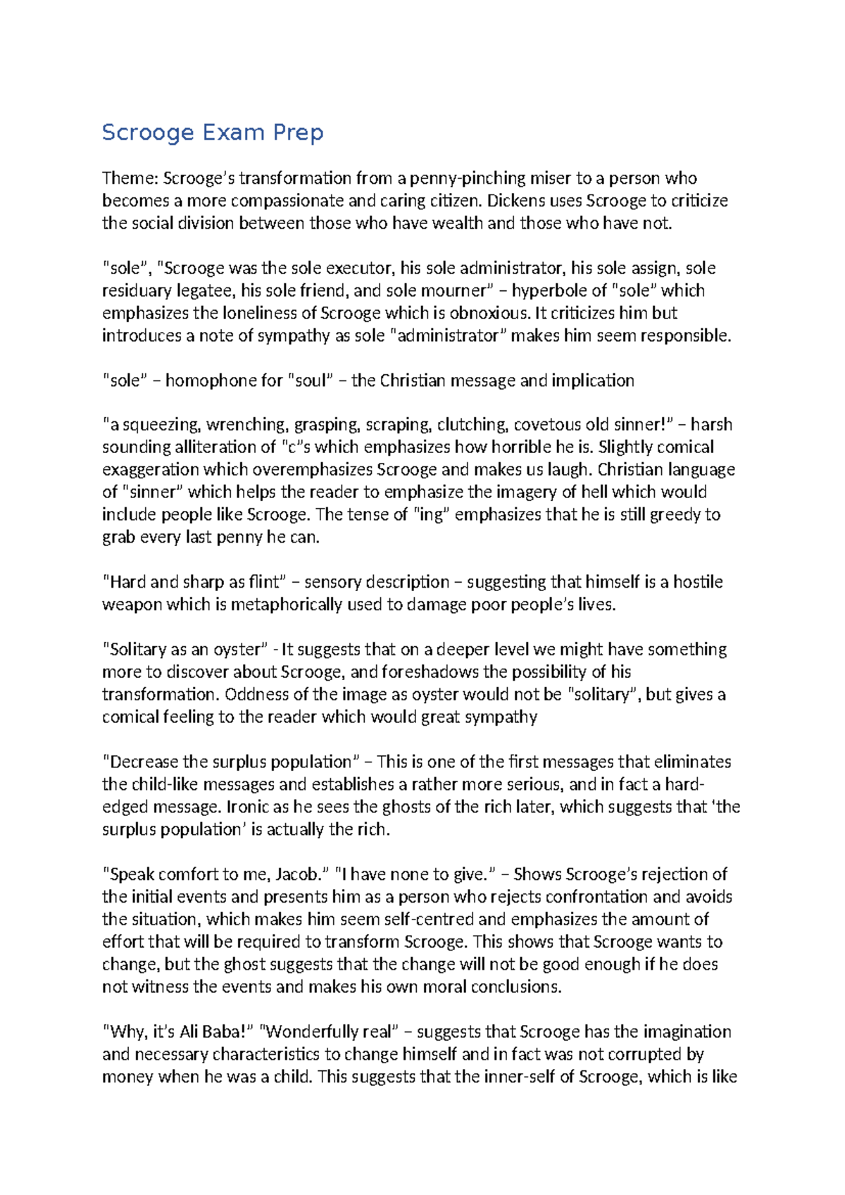 ACC - A Christmas carol - Scrooge Exam Prep Theme: Scrooge’s ...