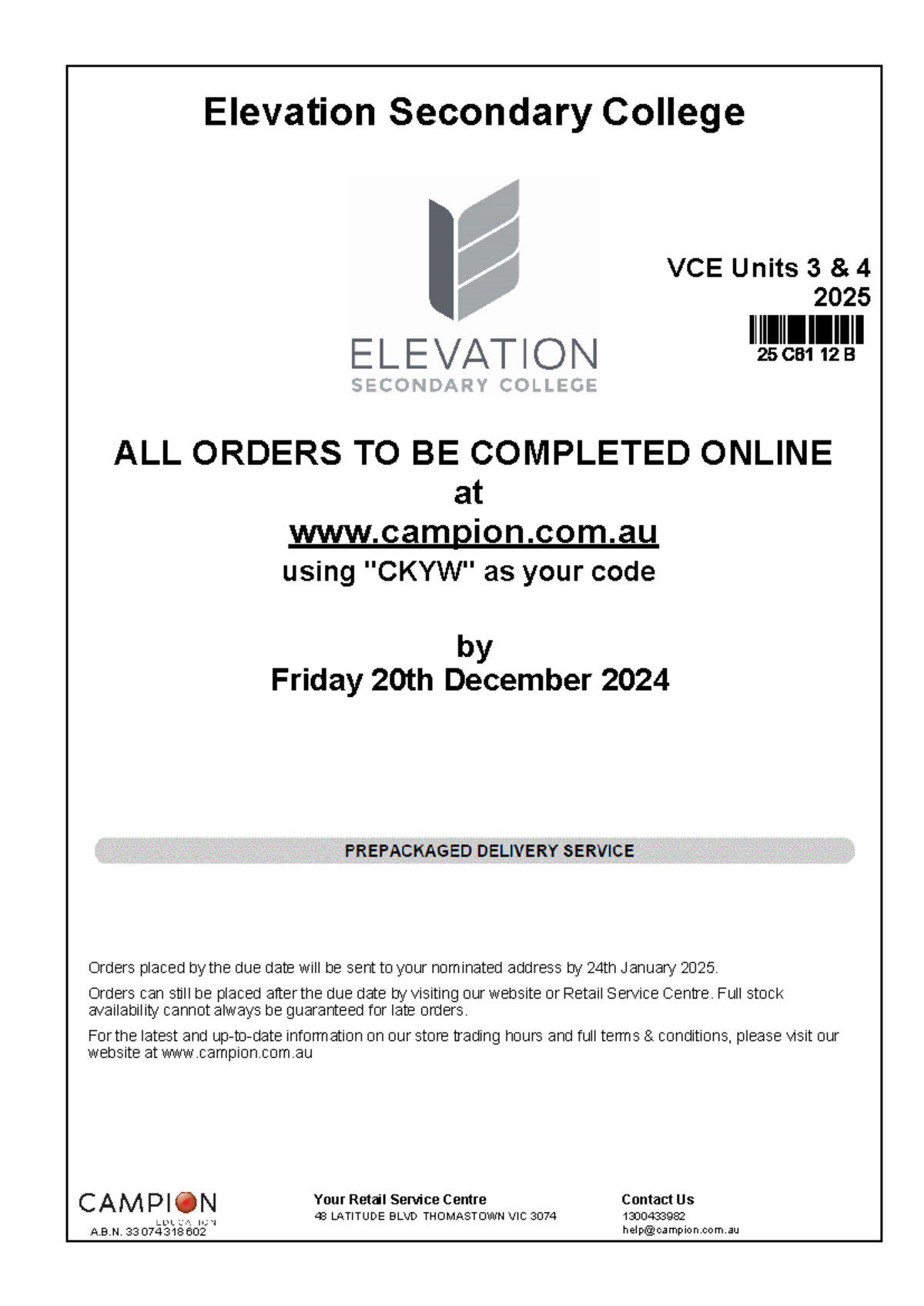 2025 VCE Unit 3+4 - .... - Elevation Secondary College VCE Units 3 & 4 ...