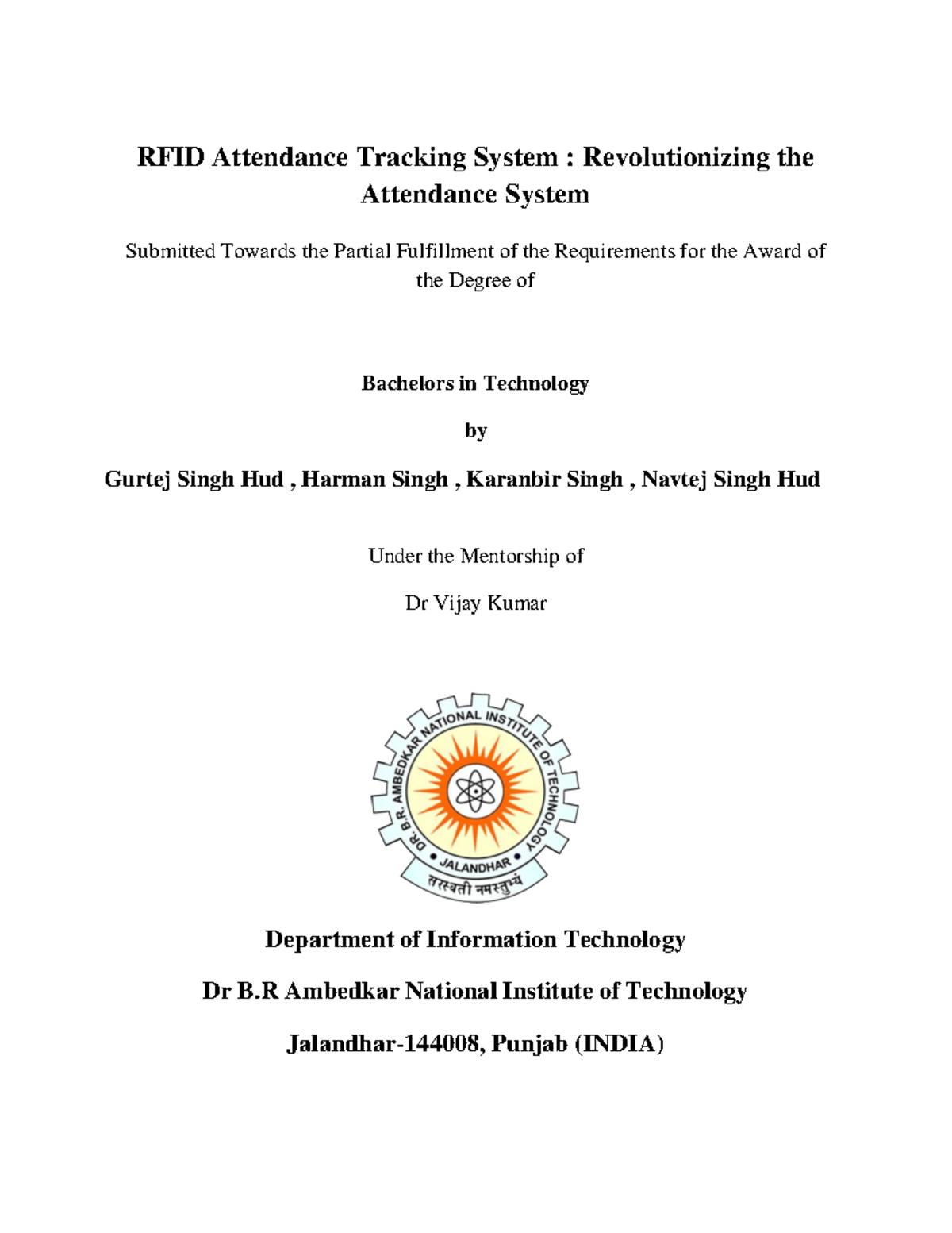 Project Report RFID - RFID Attendance Tracking System : Revolutionizing ...