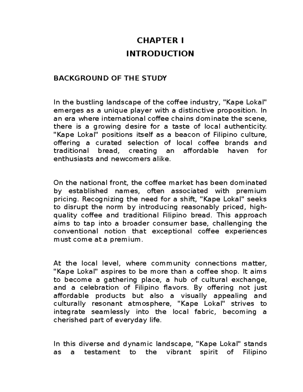 SICA BSHM-A - CHAPTER I INTRODUCTION BACKGROUND OF THE STUDY In the bustling landscape of the ...