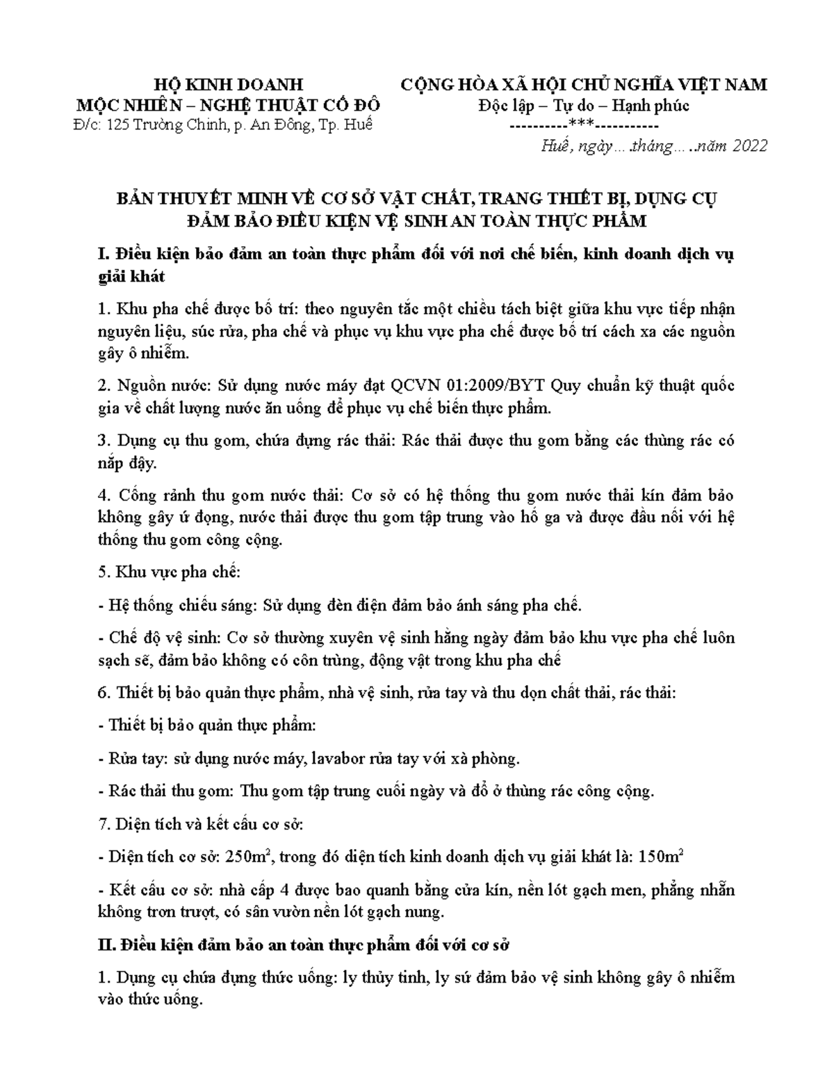 BẢN THUYẾT MINH VỀ CƠ SỞ VẬT CHẤT, Trang THIẾT BỊ, DỤNG CỤ ĐẢM BẢO ĐIỀU KIỆN VỆ SINH AN TOÀN ...