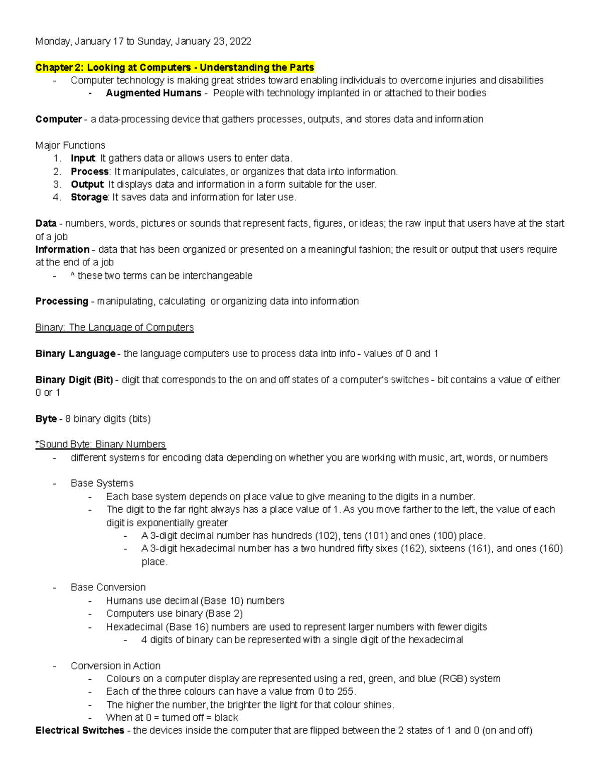CIS 1200 Chapter 2 Notes - Monday, January 17 to Sunday, January 23 ...