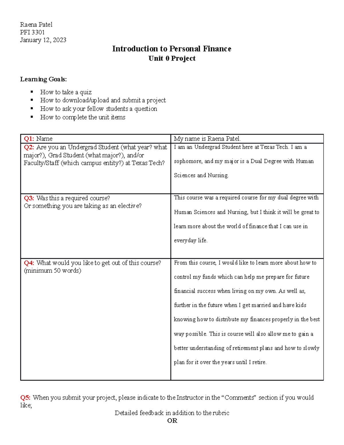 Unit 0 Project - dddddd - Raena Patel PFI 3301 January 12, 2023 ...