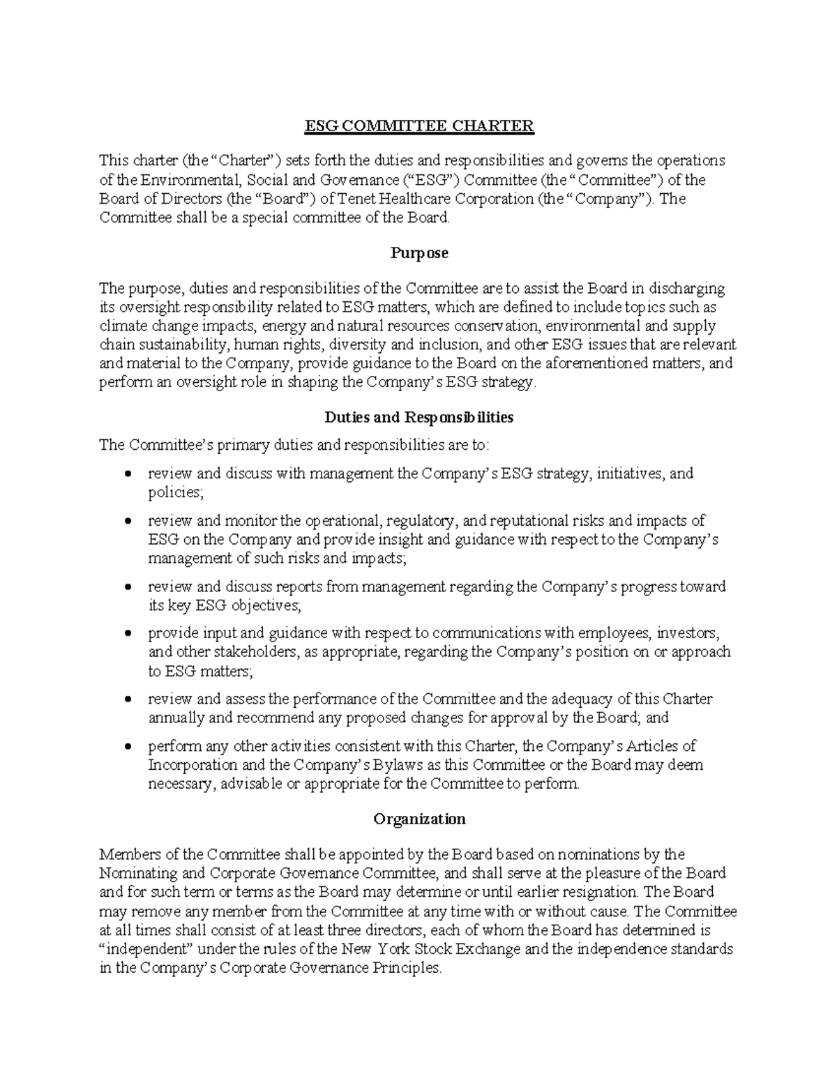 ESG-Committee-Charter - ESG COMMITTEE CHARTER This charter (the ...