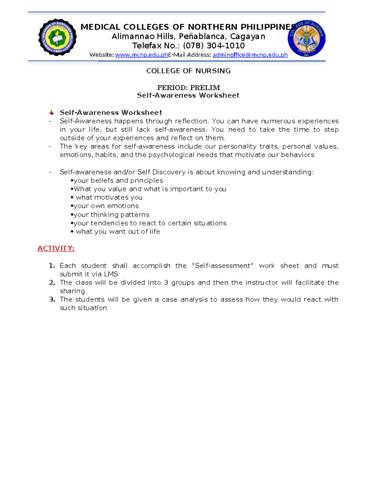 Manual-NCM-117-LAB - Alimannao Hills, Peñablanca, Cagayan Telefax No ...