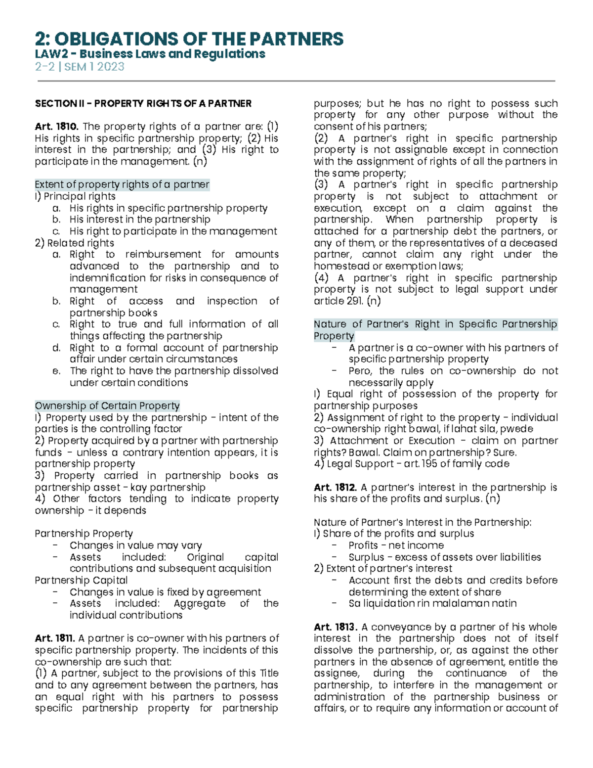 LAW2 Chapter 2 - LAW2 - Business Laws and Regulations Obligations of ...