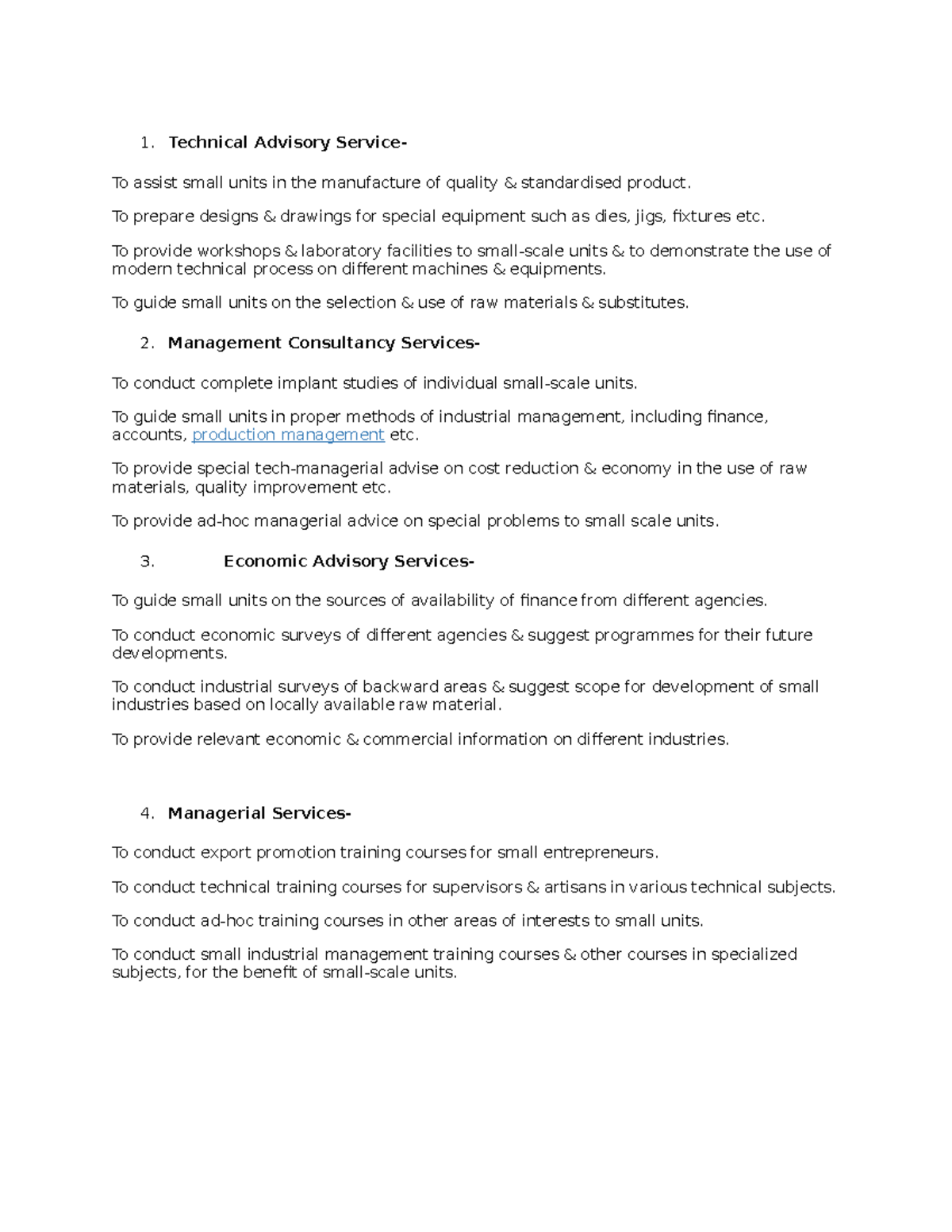 Services of SISI, Types of services - Technical Advisory Service- To ...