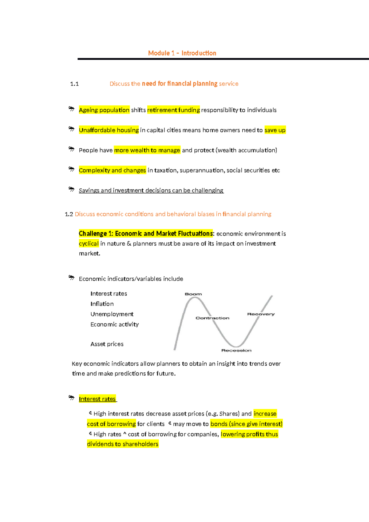 Module 1 - Module 1 – Introduction 1 Discuss the need for financial ...