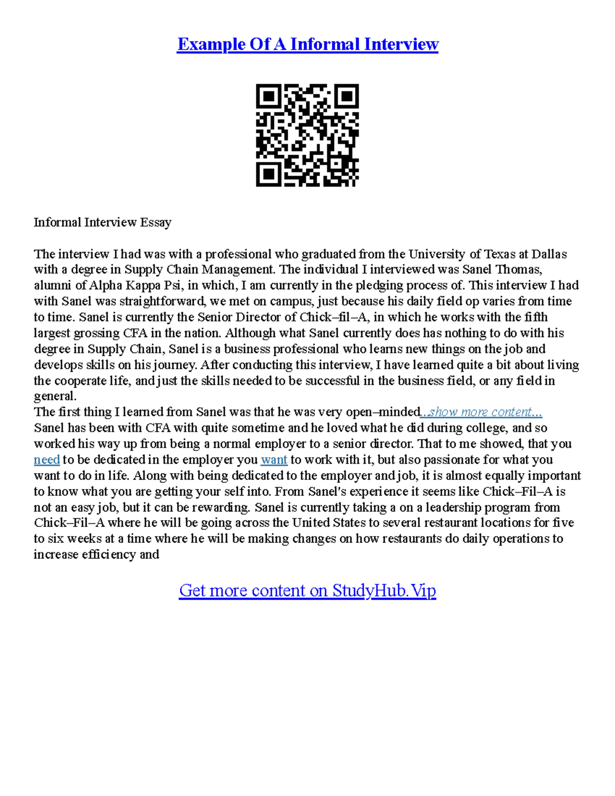 Interview Essay Format - Example Of A Informal Interview Informal ...