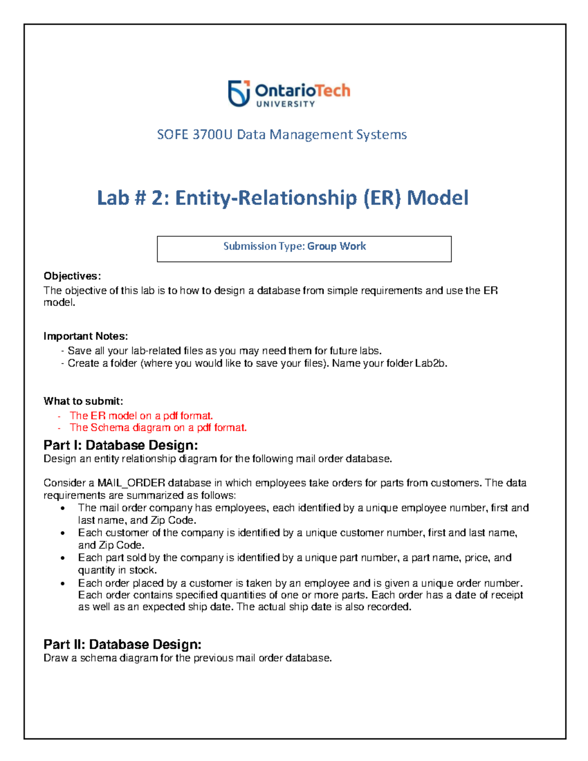 SOFE 3700 Lab2 2022 - Lab 2 for SOFE 3700 - Submission Type: Group Work SOFE 3700U Data ...