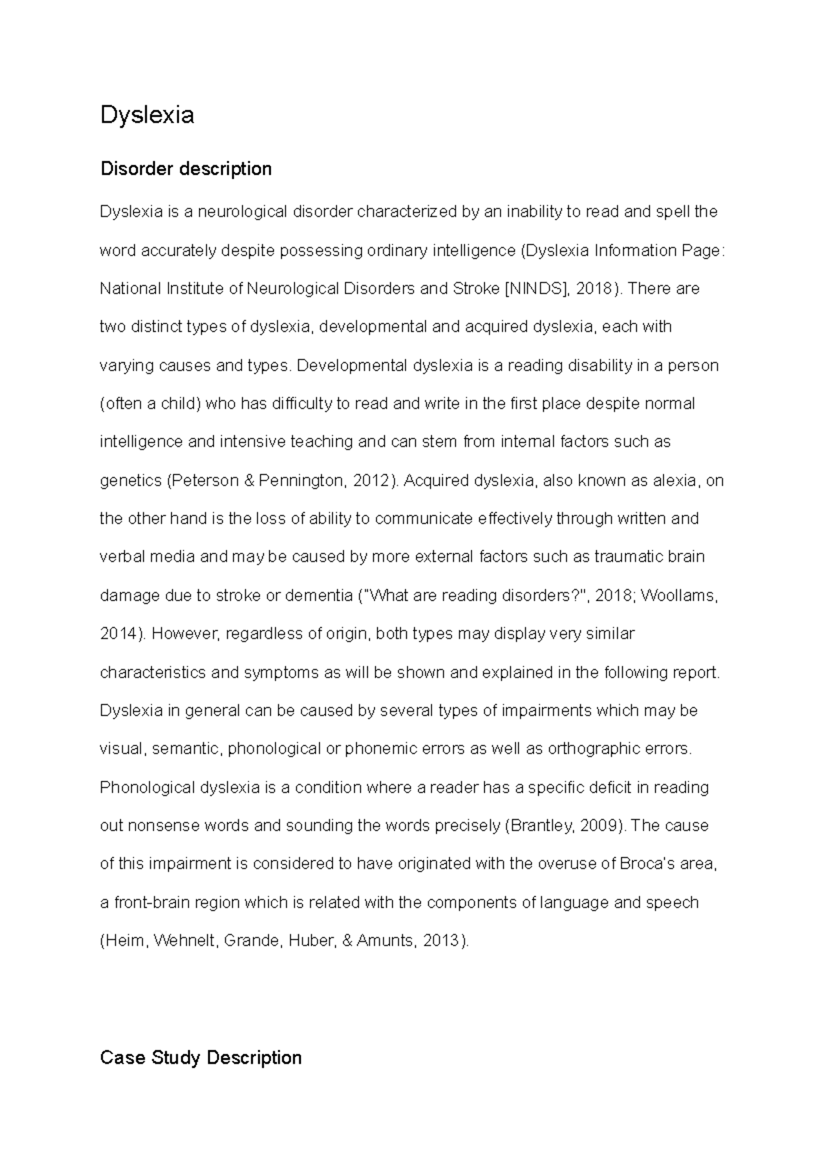 Dyslexia case study - Its a long report writing task worth - Dyslexia ...