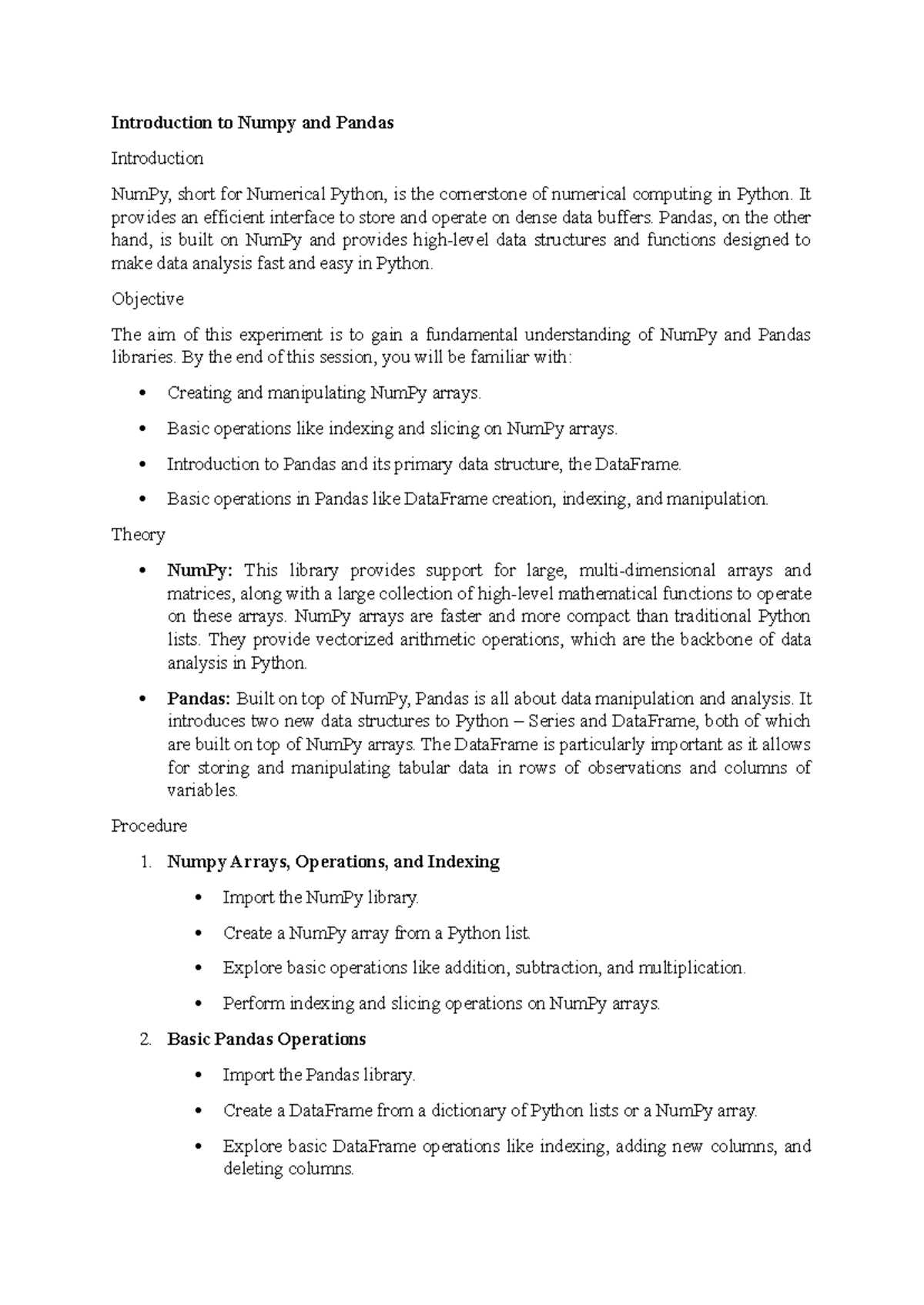 Advanced Literature and performance Lab - Introduction to Numpy and ...
