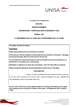 SOC3704 2018 10 E 1 - SOC3704 - Studocu