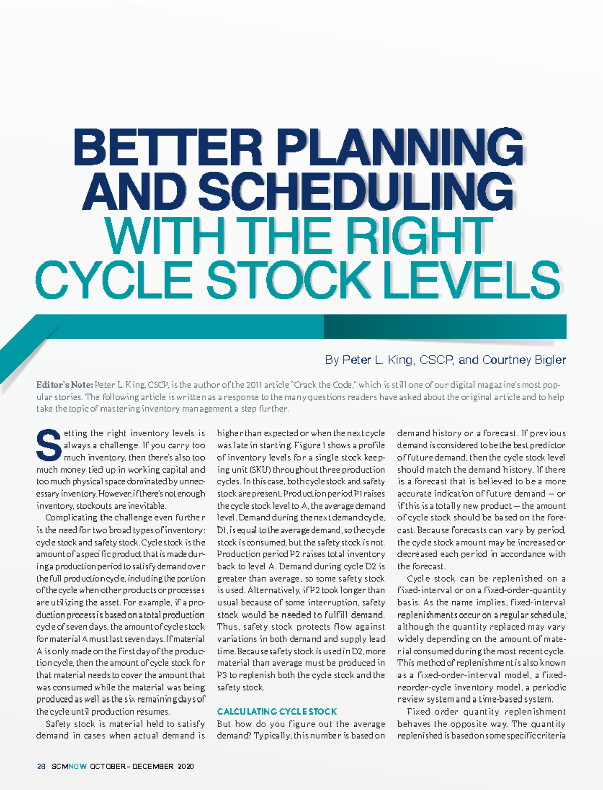 Better planning and scheduling with the right cycle stock levels - By ...