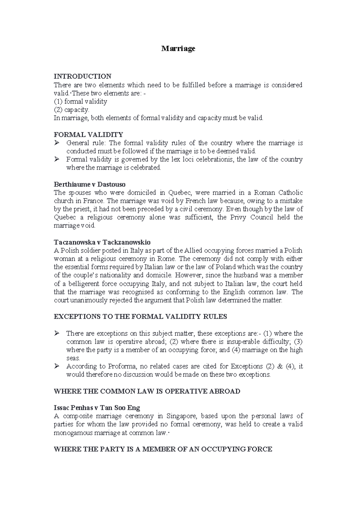 Marriage - Marriage INTRODUCTION There are two elements which need to ...